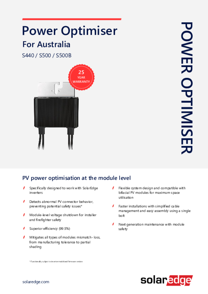 SolarEdge S440 Power Optimiser | Product | Pure Electric